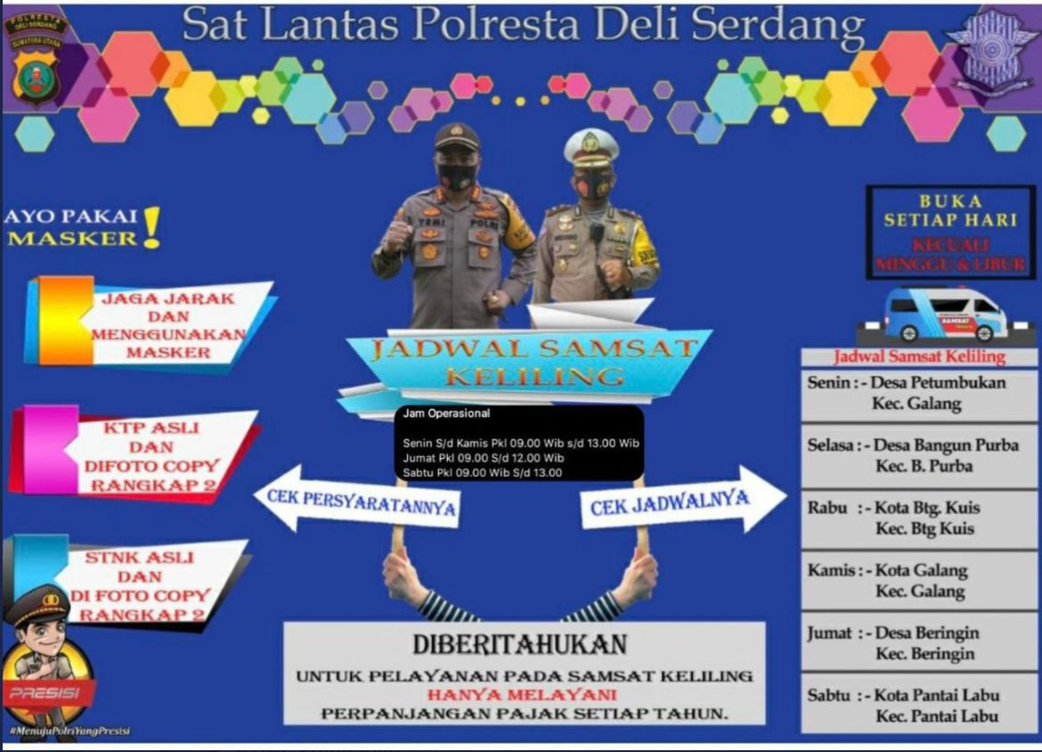Berikut Lokasi Layanan SAMSAT Keliling Deli Serdang Hari Ini ...