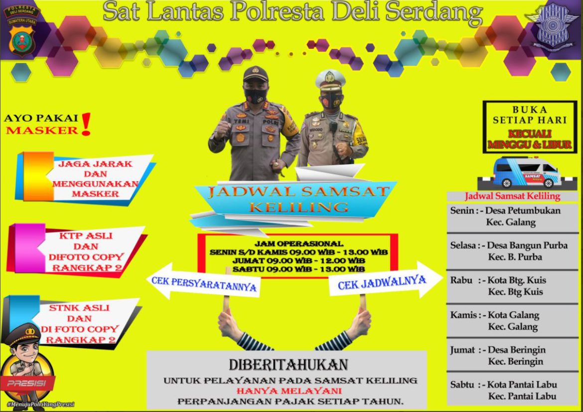 Lokasi Layanan SAMSAT Keliling Deli Serdang Hari Ini - KORLANTAS POLRI