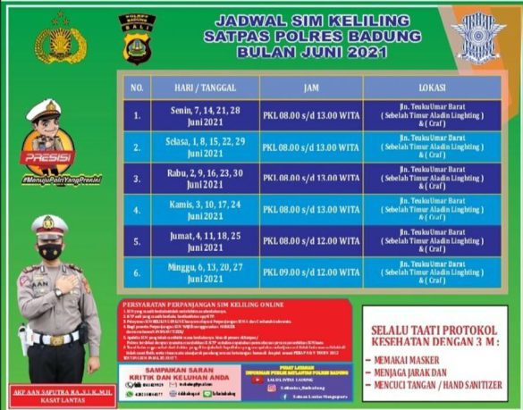 Berikut Lokasi Layanan SIM Keliling Badung Bali 21 Juni 2021 ...