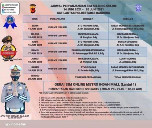 Lokasi Layanan SIM Keliling Bandung 18 Juni 2021 - KORLANTAS POLRI