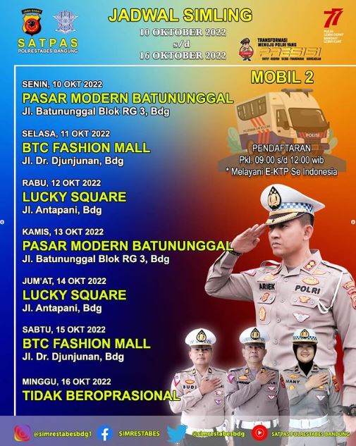 Lokasi Layanan SIM Keliling Bandung 10 Oktober 2022 - KORLANTAS POLRI