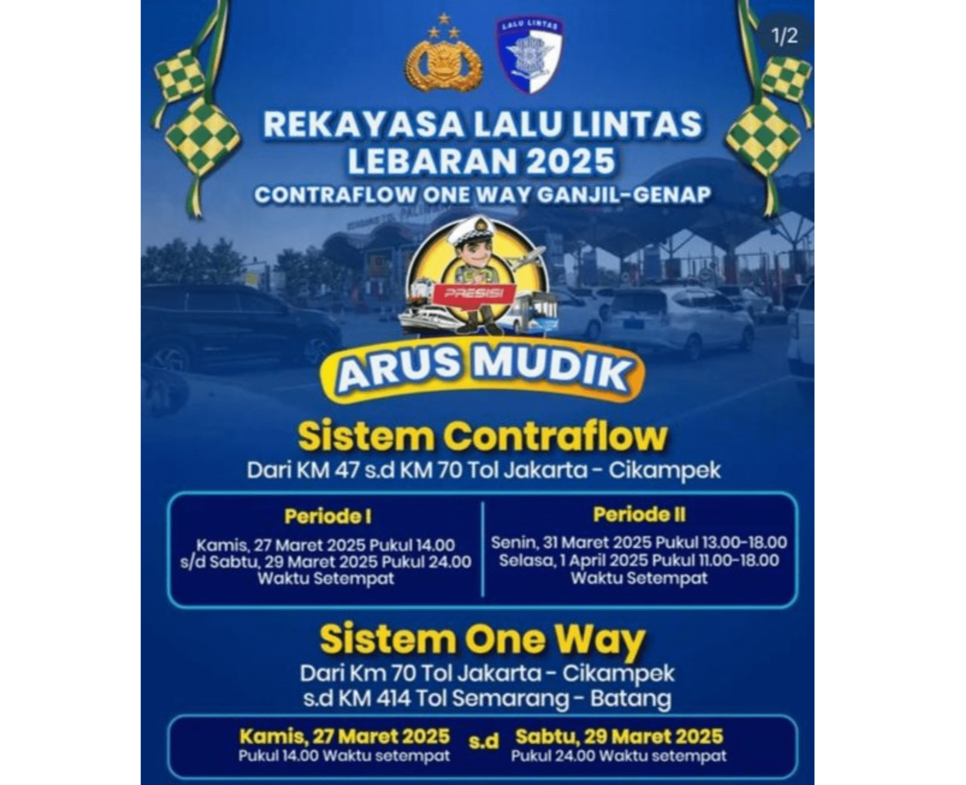 Jadwal Rekayasa Lalu Lintas Mudik Lebaran 2025: Contra Flow, One Way, dan Ganjil Genap ...